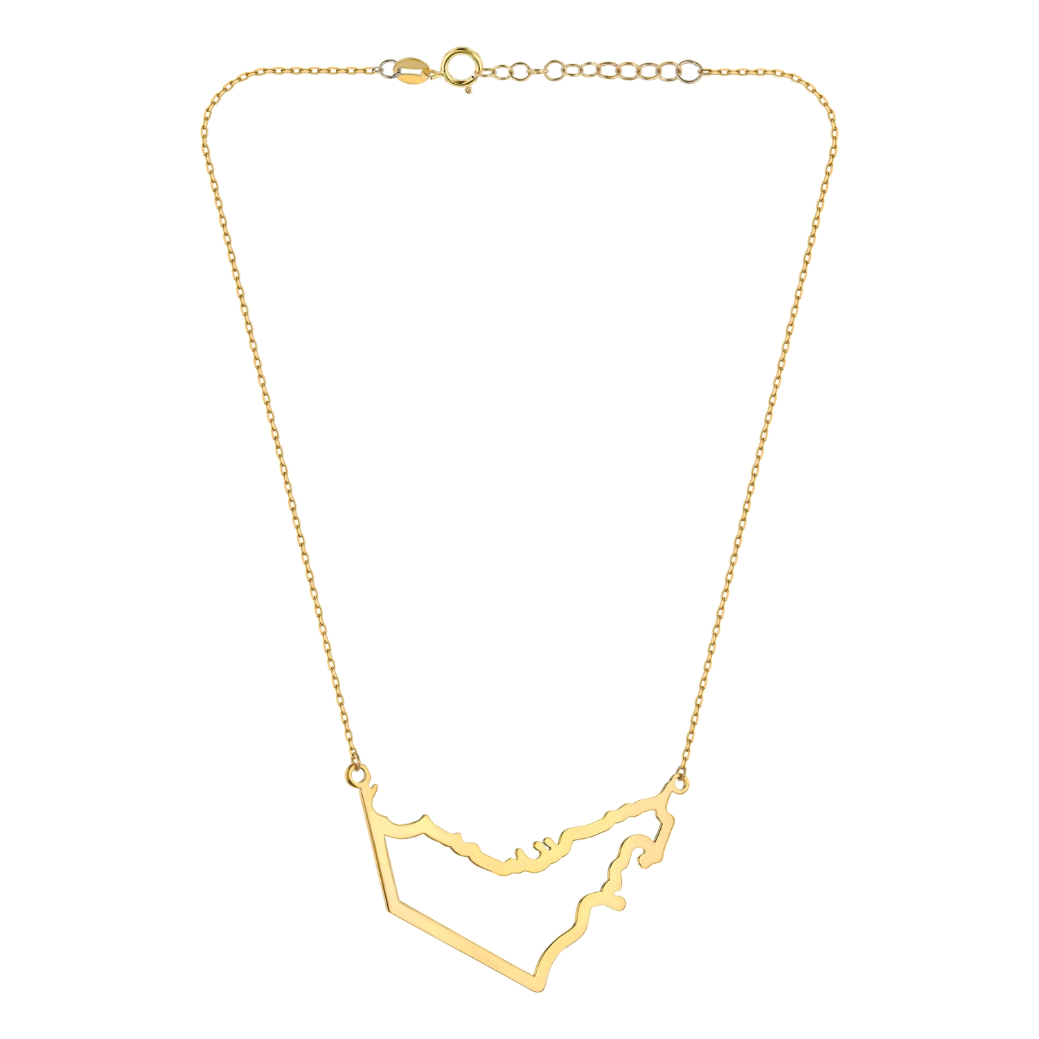 21K UAE Map Gold Necklace