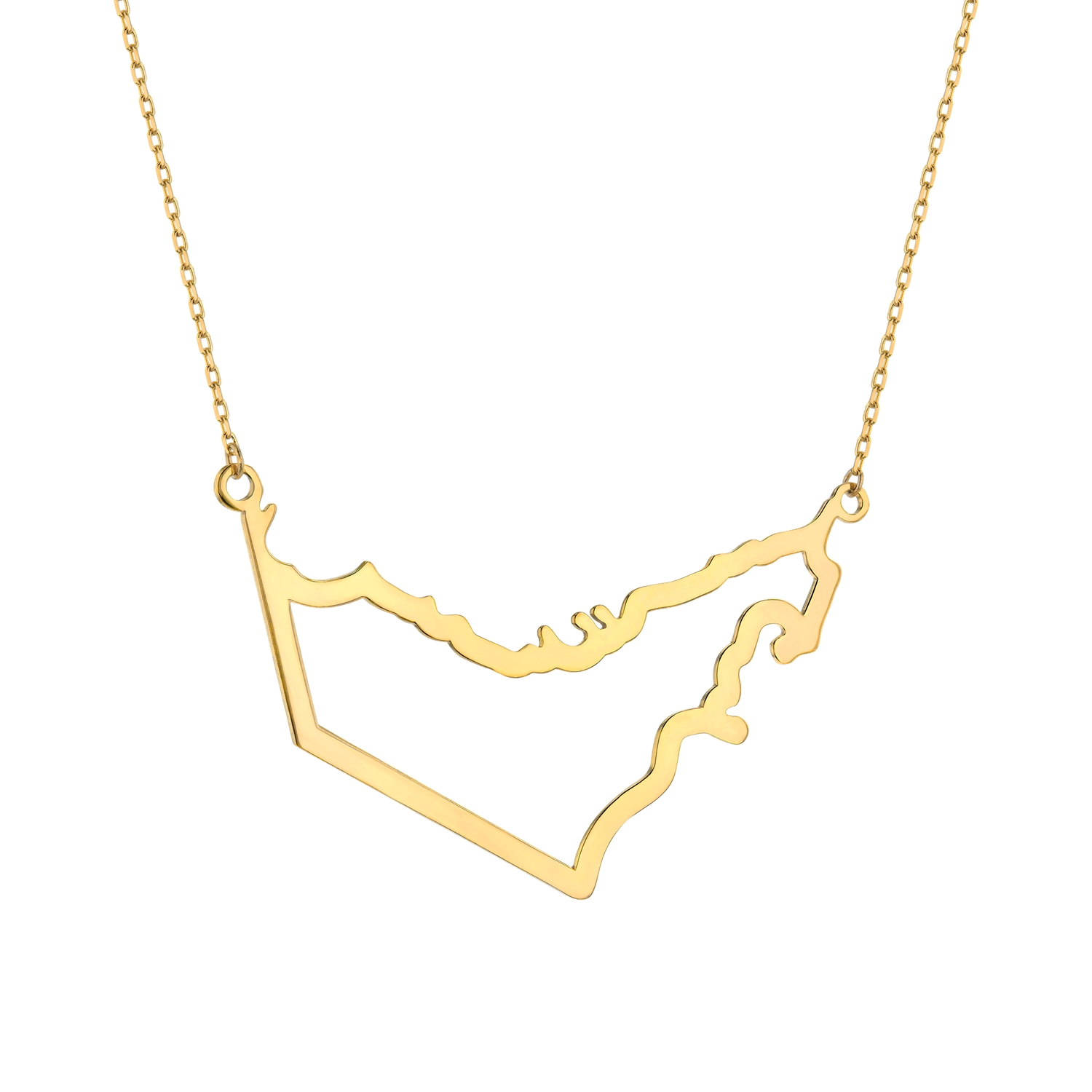 21K UAE Map Gold Necklace - Al Romaizan