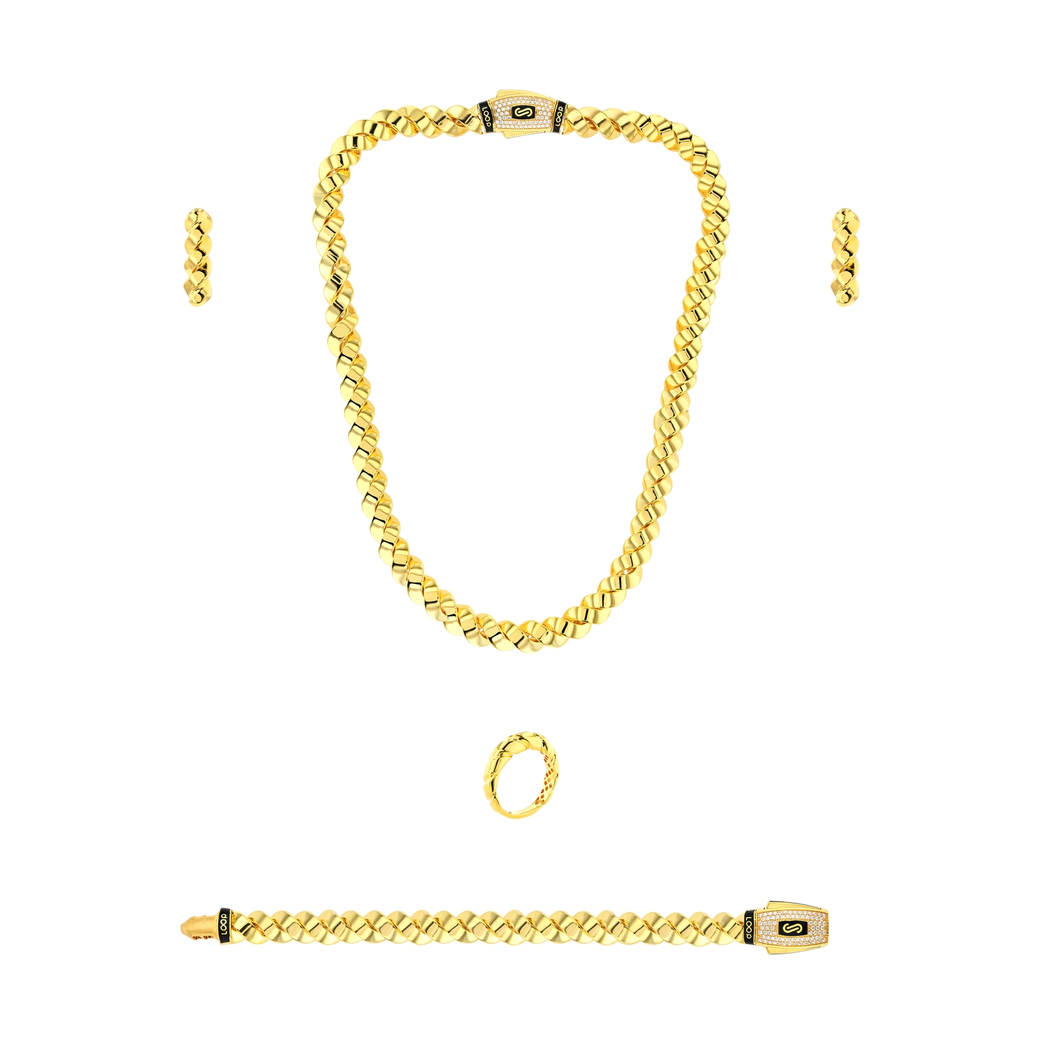 21K Wide Loop Collection Gold Set - Al Romaizan