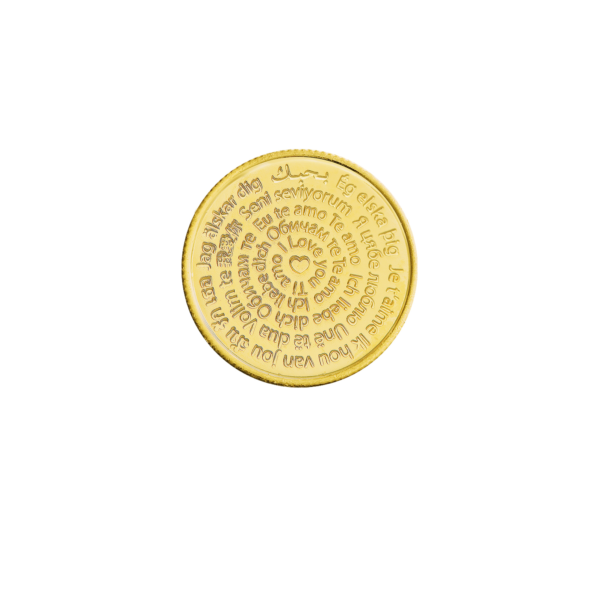 24K Gold Coin – I Love You in Multiple Languages - Al Romaizan
